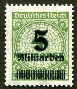 Stamp: Surcharge - 5Md on 4M (numerals) (German Realm(Inflation Series ...
