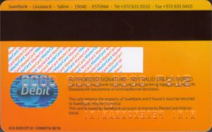 Bank Card: MasterCard Debit (Swedbank, EstoniaCol:EE-MC-0113.03