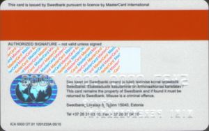 Bank Card: MasterCard Standard (Swedbank, EstoniaCol:EE-MC-0115.03