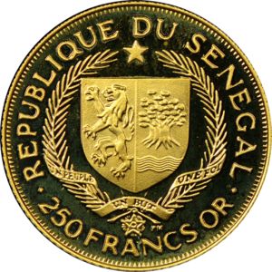 Moneda: 250 CFA Francs (Senegal) (1968~1975 - Numismatic Products) WCC:km7