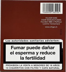Cigarette Pack: Villiger Premium Whisky filter (Spain) Col:ES-CG-0012