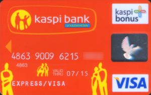 Bank Card: Kaspi Bonus Visa (Kaspi Bank, KazakhstanCol:KZ-VI-0005.04