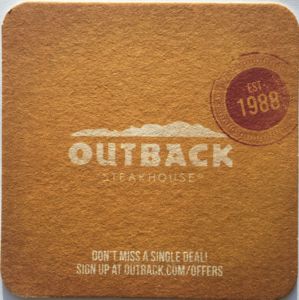 Beer Coaster: Outback Steakhouse (Bloomin, United States of AmericaCol ...