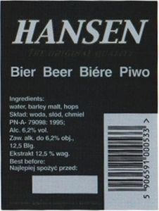 Drink Label: Hansen (Browar Amber Bielkówko, PolandCol:PL-BEER-000962