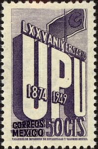 Stamp: UPU 1874 1949 (Mexico(75th Anniversary of Universal Postal Union ...
