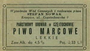 Drink Label: Marcowe piwo (Browar Czestochowa /closed/, PolandCol:PL ...