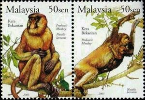 Stamp: Proboscis Monkey (Nasalis larvatus) (Malaysia(Primates of ...