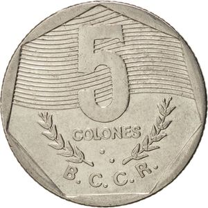 Münze: 5 Colones (Costa Rica(1950 bis heute - Banco Central de Costa ...