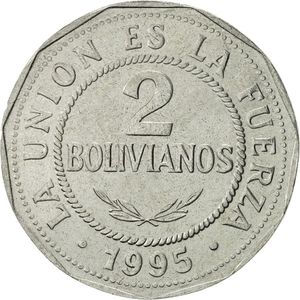 Moneda: 2 Bolivianos (Large Type) (Bolivia(1864~2010 - República de ...
