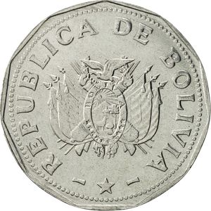 Moneda: 2 Bolivianos (Large Type) (Bolivia(1987~2010 - Republic ...