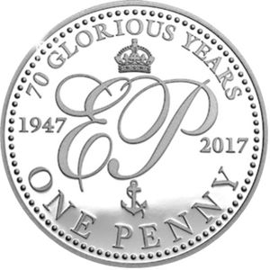 Coin: 1 Penny (Platinum Wedding Anniversary) (Jersey) (2017 - Platinum ...