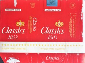 Cigarette Pack: Classics 100's (United Arab EmiratesCol:AE-CT-0025 🚬