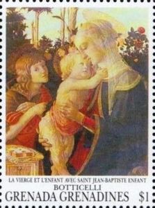 Марка: The Virgin and Child with Young St. John, by Botticelli (Гренада ...