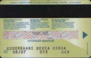Bank Card: Nordea (Nordea, FinlandCol:FI-VE-0001