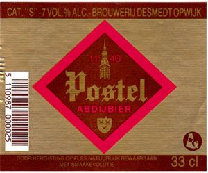 Dranketiket: Postel Abdijbier (Brouwerij Affligem / De Smedt (Heineken ...