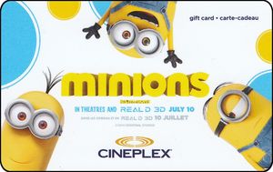 Gift Card: Minions (Cineplex, Canada) (Movies) Col:Ca-CIN-055-FD47595