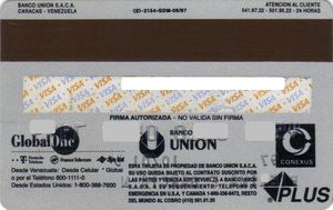 Bank Card: BancUnion - Telcel (Banc Union, VenezuelaCol:VE-VI-0045
