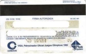 Bank Card: BancUnion - Olimpiadas 1992 (Banc Union, VenezuelaCol:VE-VI-0050
