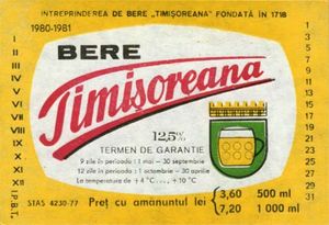 Dryckesetikett: Timișoreana (Fabrica de bere Timișoreana, RumänienCol ...