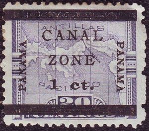 Stamp: Map of Panama (Canal Zone(General Issues) Sn:US-CZ 16a