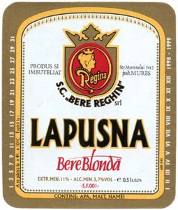 Drink Label: Lapusna (Bere Reghin, RomaniaCol:RO-BEER-000443