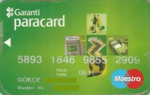 Bank Card: Garanti Paracard (Garanti Bankası, Türkiye (Turkey)Col:TR-MS ...