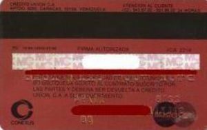 Bank Card: BancUnion (Banc Union, VenezuelaCol:VE-MC-0034