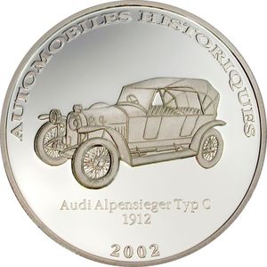 Münze: 10 Francs (Audi Alpensieger Type C, 1912) (Kongo, Demokratische ...