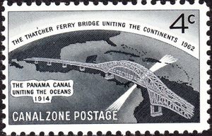 Stamp: Thatcher Ferry Bridge (Canal ZoneMi:US-CZ 151,Sn:US-CZ 157,Yt:US ...