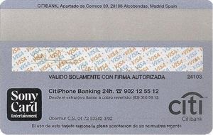 Bank Card: Sony Card (Citibank, SpainCol:ES-VI-0738