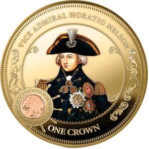Coin: 1 Crown (HMS Victory 250th Anniversary, Vice Admiral Horatio ...
