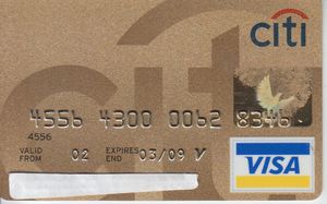 Bank Card: Citi gold with "V" (C) (Citibank, GreeceCol:GR-VI-0215