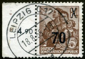 Stamp: Workman and Family - Surcharged (Germany, Democratic Republic ...