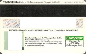 Bank Card: Volkswagen Bank Direct (Volkswagen Bank, Germany, Federal ...