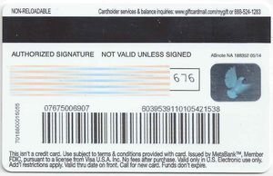 Gift Card: Blue/Gray Recipient (Visa, United States of America(MetaBank ...