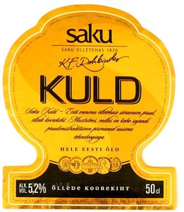Drink Label: Saku Kuld (Saku Õlletehas AS, EstoniaCol:EE-BEER-000338