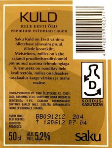 Drink Label: Saku Kuld (Saku Õlletehas AS, EstoniaCol:EE-BEER-000338