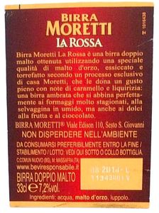 Drink Label: Birra Moretti La Rossa (Birra Moretti, ItalyCol:IT-BEER-000074