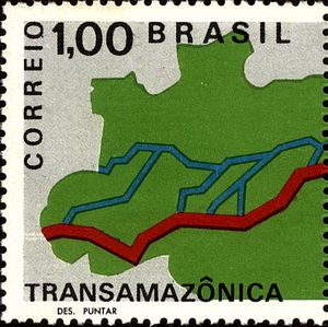 Stamp: Map of Trans-Amazon Highway (Brazil(Trans-Amazon Highway) Mi:BR ...