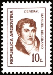 Stamp: General Manuel Belgrano (1770-1820) - Fluo. (Argentina(Generals ...