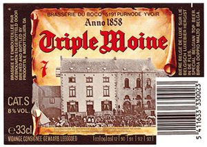 Drink Label: Triple Moine (Brasserie Du Bocq, BelgiumCol:BE-BEER-016412