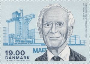 Stamp: Mærsk Mc-Kinney Møller (Denmark) (Famous Danes 2016) Mi:DK 1875 ...