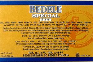 Etiqueta de bebida: Bedele Special Beer (Bedele Brewery, EtiopíaCol:ET ...