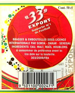 Drink Label: 33 Export (Société Des Brasseries De L'Ouest Africain ...