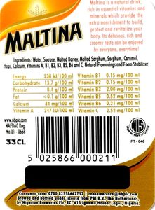 Drink Label: Maltina Classic (Nigerian Breweries Plc, NigeriaCol:NG ...