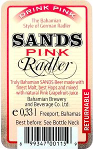 Drink Label: Sands Pink - Radler (Bahamian Brewery and Beverage Co. Ltd ...