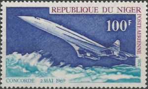 Stamp: 1s Fflight of Concorde Supersonic Jet - 2.05.1969 (Niger(History ...