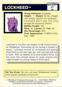 Game Card: Lockheed (Marvel Universe(1990 Impel) Col:MU-EN-0027