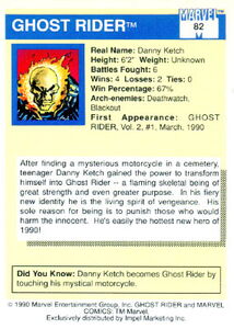 Game Card: Ghost Rider (Marvel Universe(1990 Impel) Col:MU-EN-0082