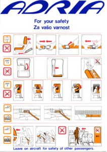 Safety Card: Airbus A320 (Adria Airways, SloveniaCol:ADR-SI-0002